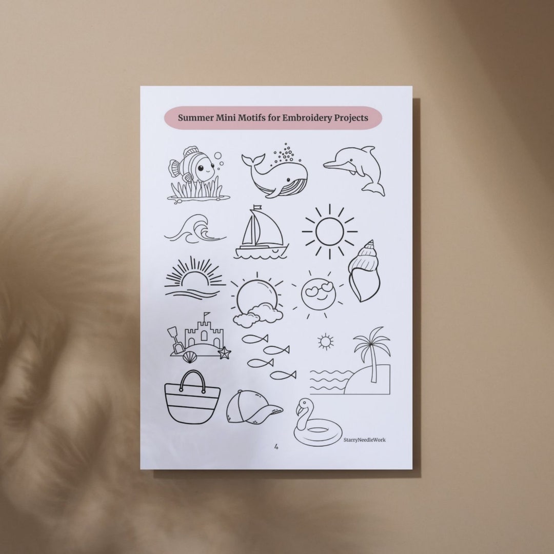 Summer Embroidery Mini Motifs: Beach Pattern (PDF Pattern) - Etsy