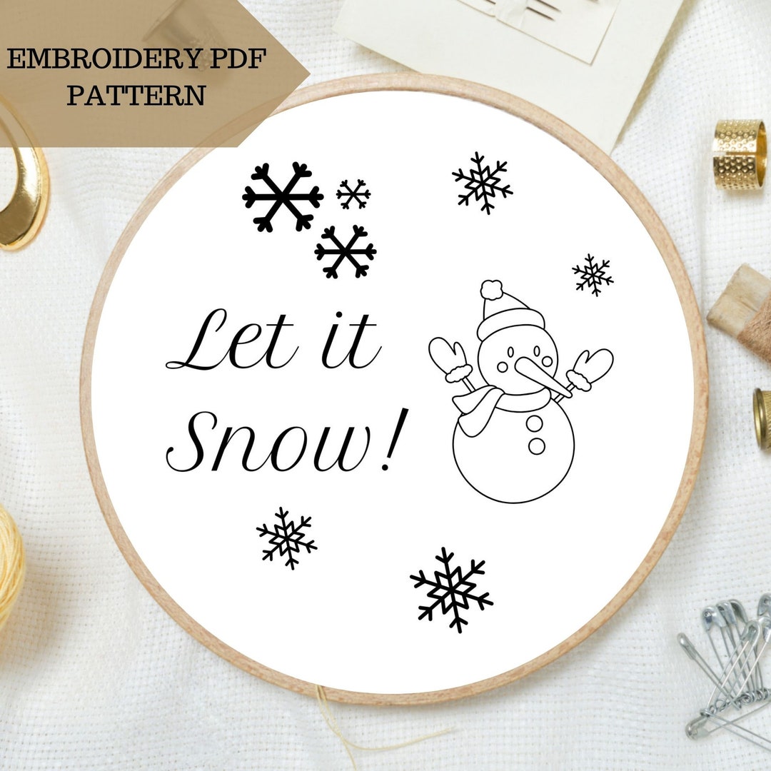 Winter Pattern, Embroidery Pattern, Digital Template, Let It Snow ...