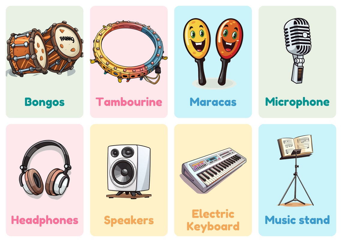 16 Musical Instruments Flashcards for Kids - Etsy