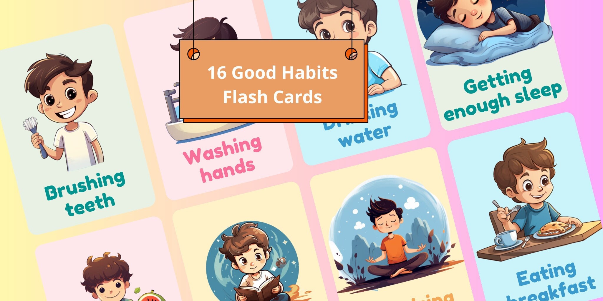 16 Good Habits Printable Flashcards for Kids - Etsy