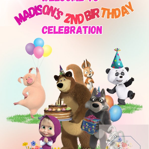Masha and the Bear Party Supplies - Etsy