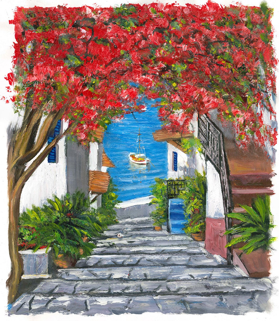 An Original Artwork, Greek Island, Paintings, Oil, Canvas, Athens ...