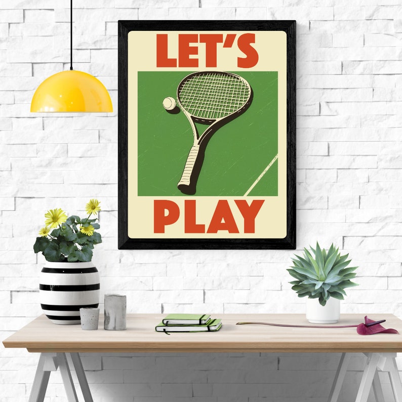 Let's Play Tennis Typography Art Print Inspirational Quote, Playroom ...