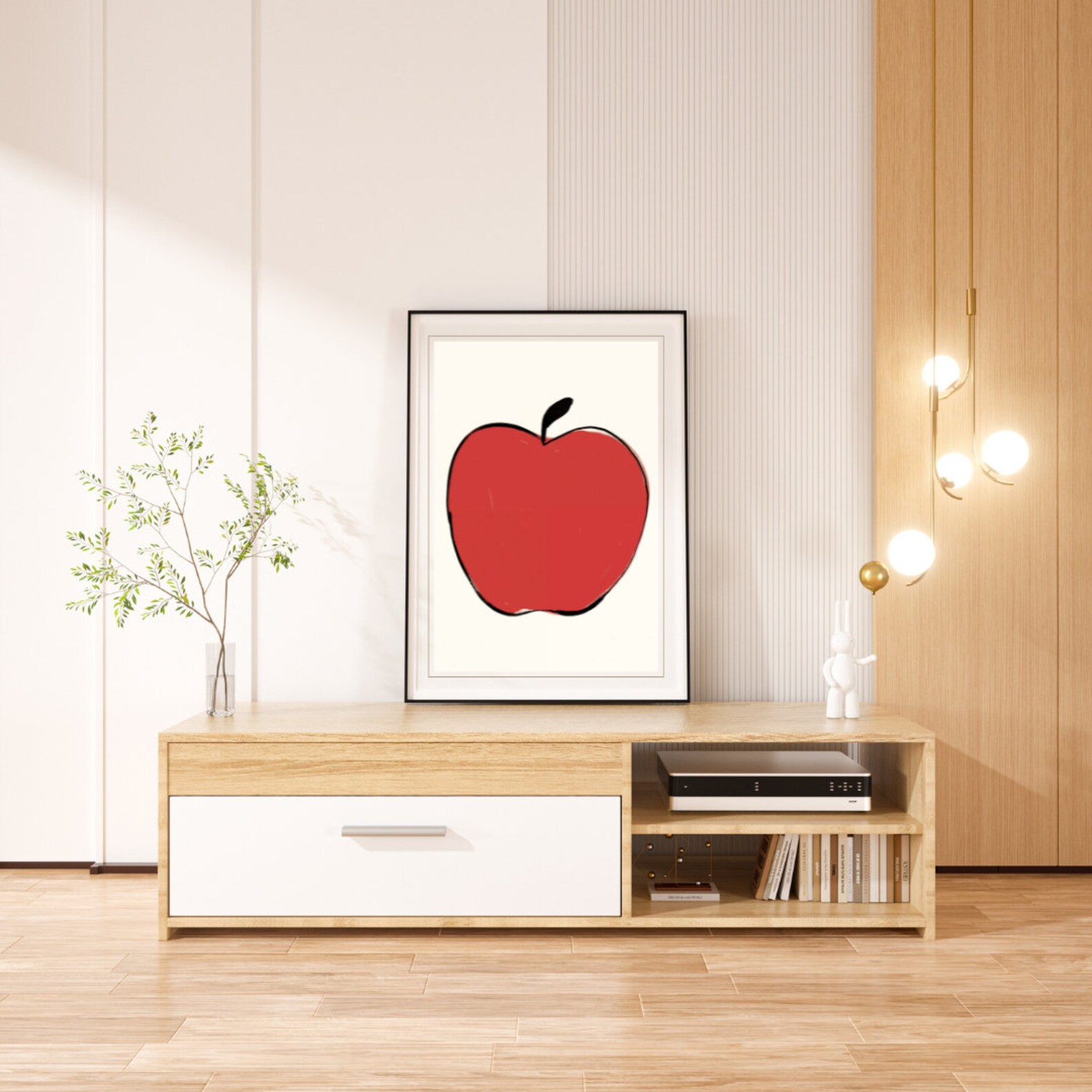 Red Apple Art Print Fruit Illustration Home Wall Decor - Etsy