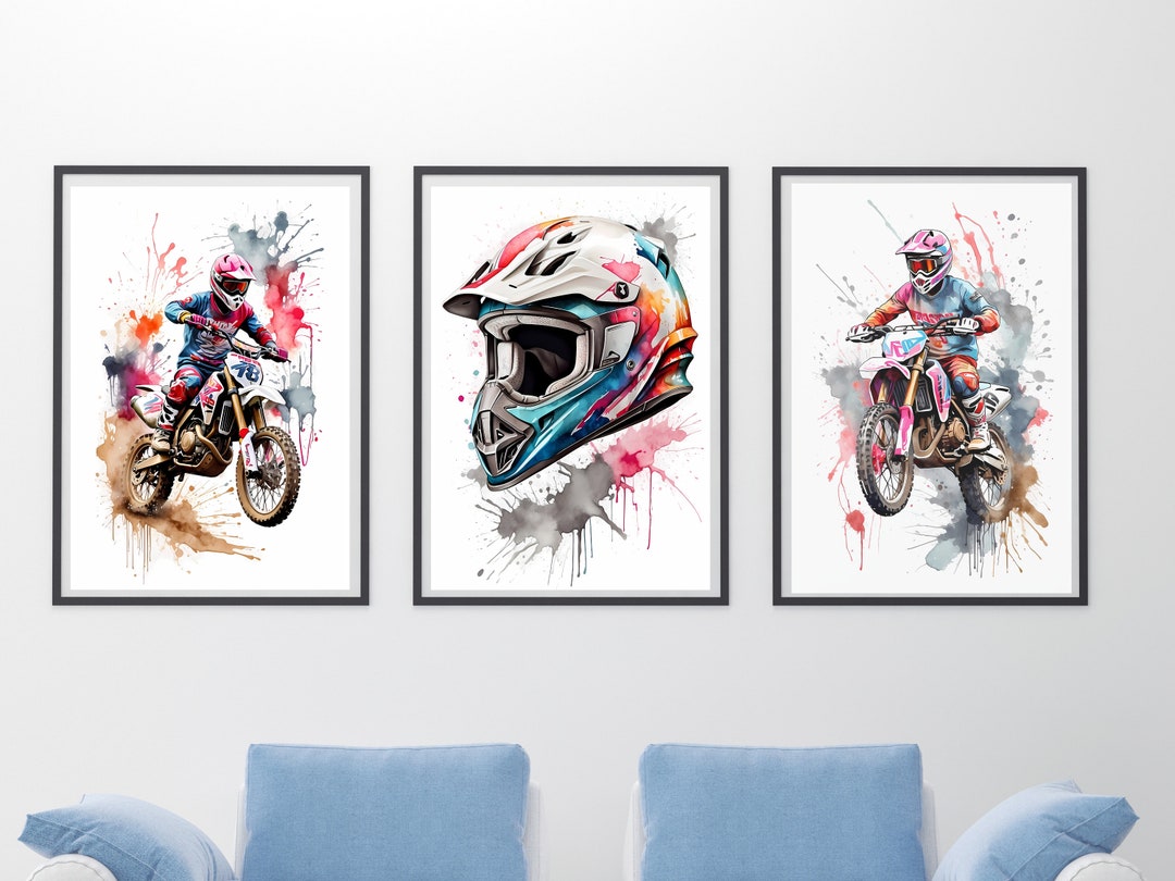 Motocross Prints Set of 3 Watercolour Dirt Bike Print Motorcycle Print ...