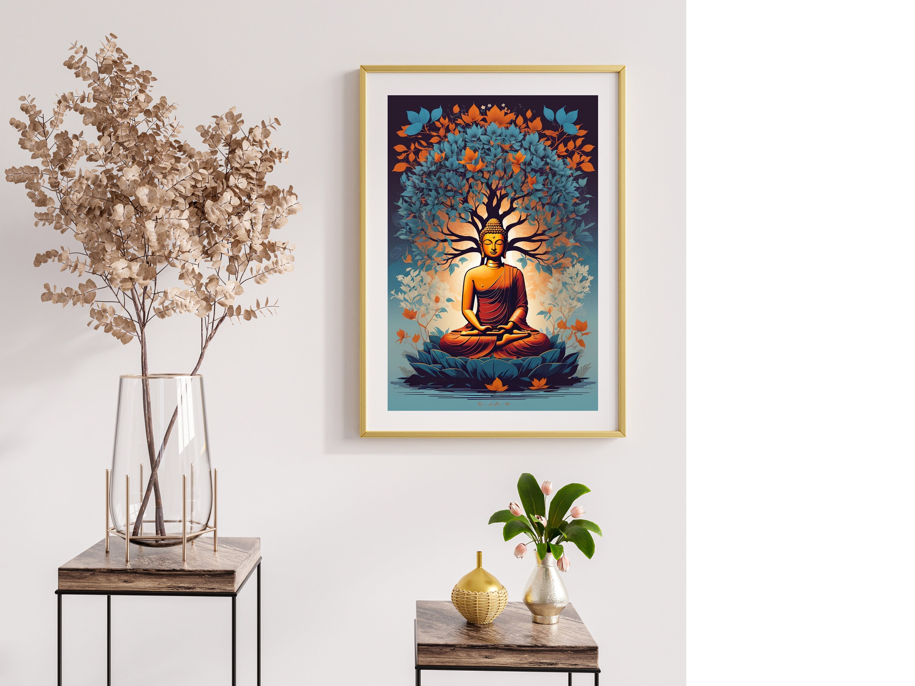 Buddha Wall Art, Boho Decor, Modern Boho Wall Art Prints, Vibrant ...