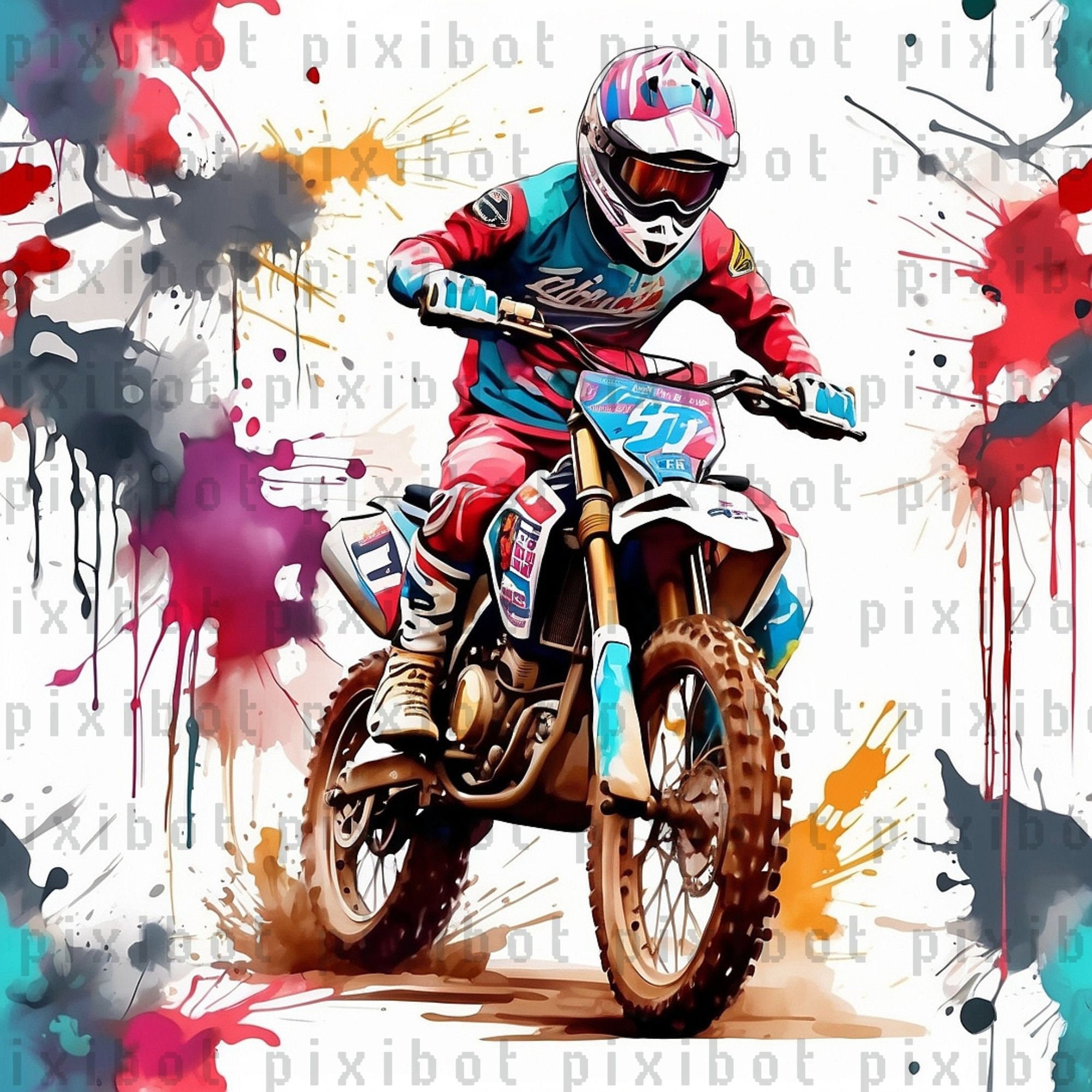 10 Dirt Bike Clip Art, Motocross JPG, Motorcycle, Printable Watercolor ...