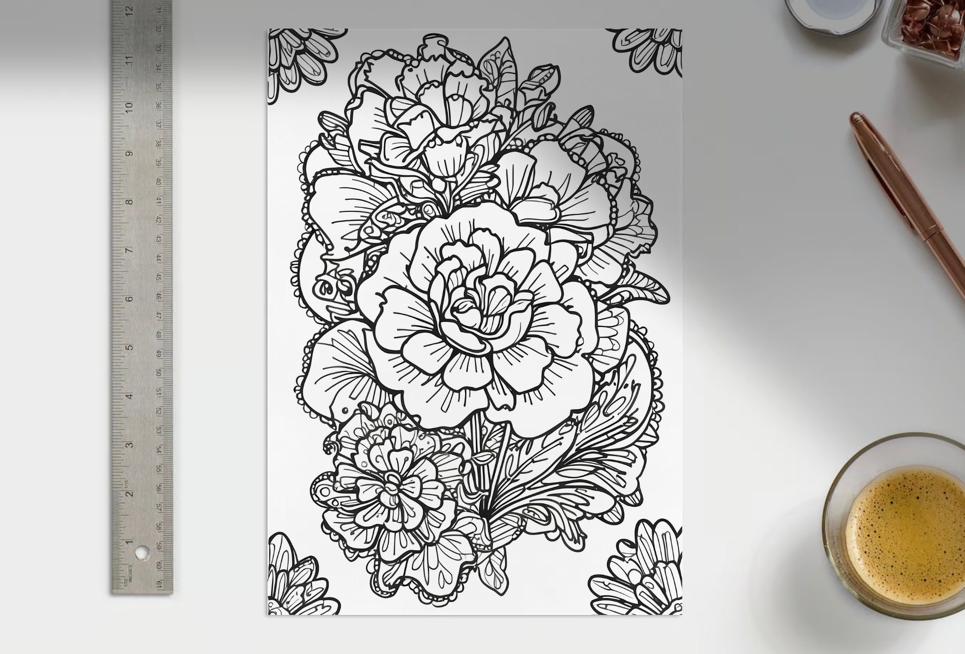Coloring Page Flower Mandala Instant Download I Printable Coloring ...