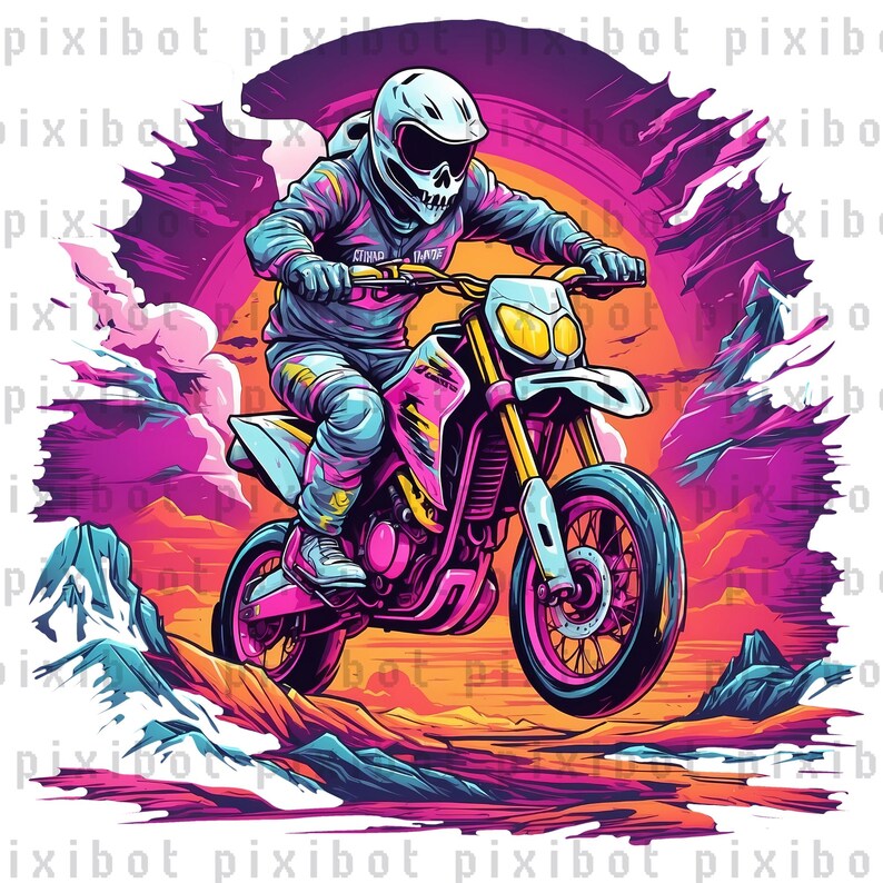 Skull Motocross PNG: Halloween Dirt Bike Design (digital Download ...