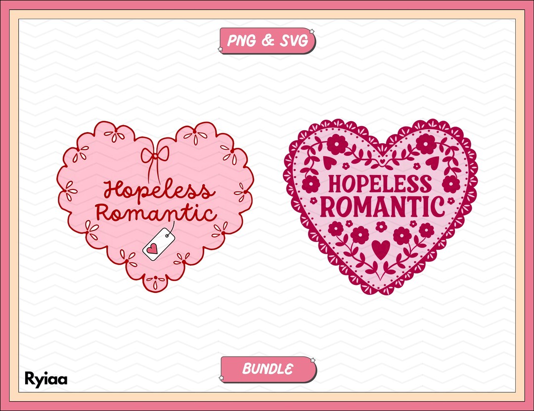 Hopeless Romantic SVG PNG, Cute Trendy Bookish Artsy Design for Shirt ...