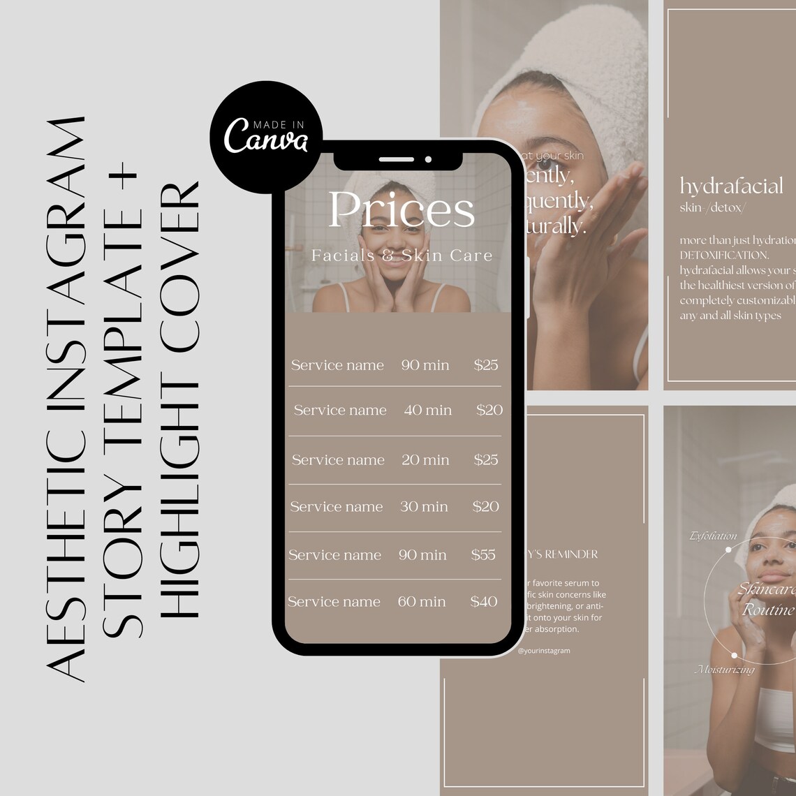 Instagram Esthetician Story Template Bundle Highlight Cover Skincare ...