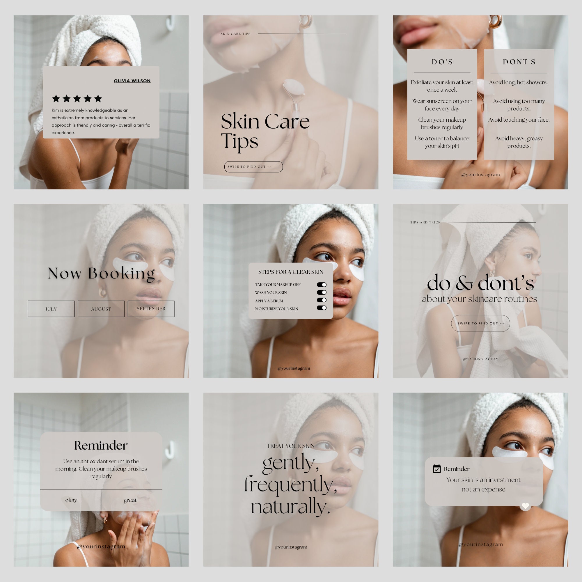Instagram Esthetician Post Template Skincare Instagram Templates ...