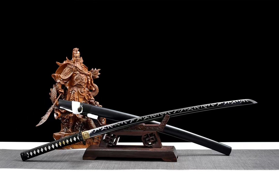 Black Matte Paint Sheath Samurai Swordblack Tsuba Katanabake - Etsy