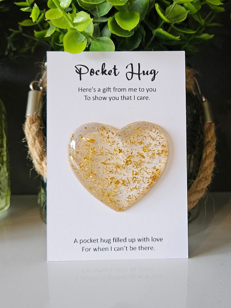 Gold Leaf Heart Pocket Hug Resin Resin Pocket Hug Gifts Valentines ...