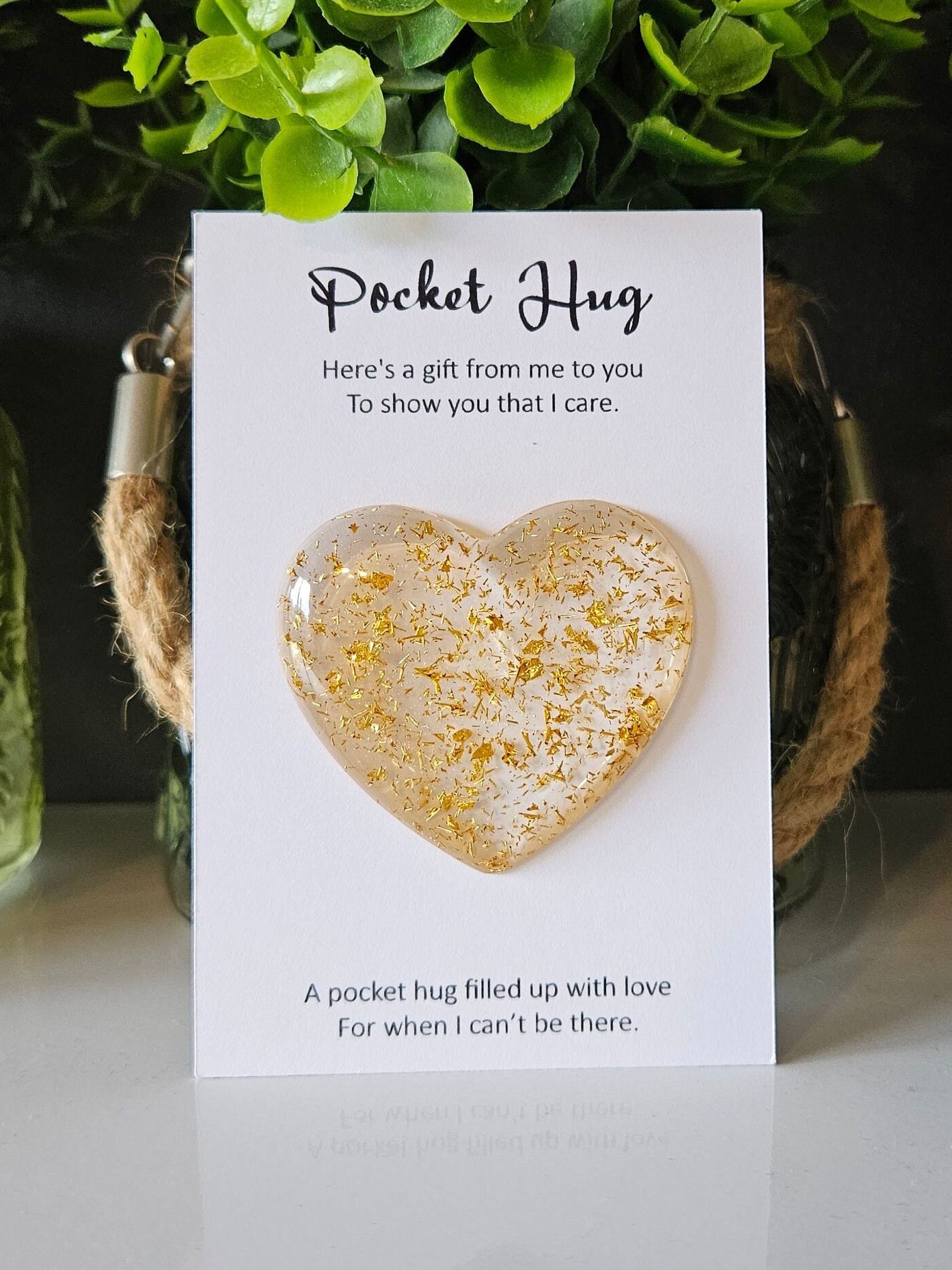 Gold Leaf Heart Pocket Hug Resin Resin Pocket Hug Gifts Valentines ...