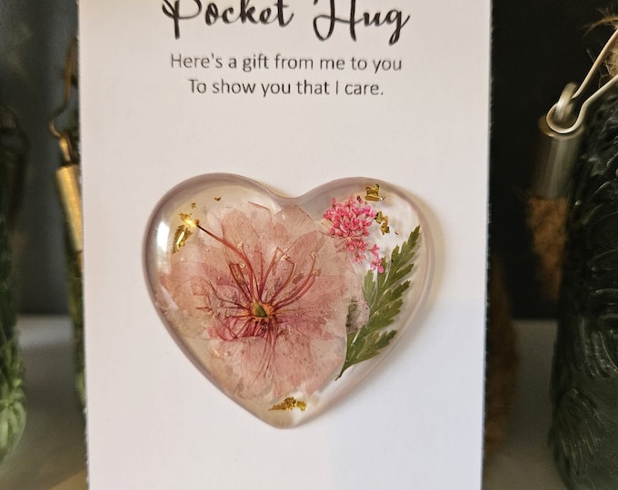 Flower Heart Pocket Hug Resin Resin Pocket Hug Gifts Valentines Mother ...