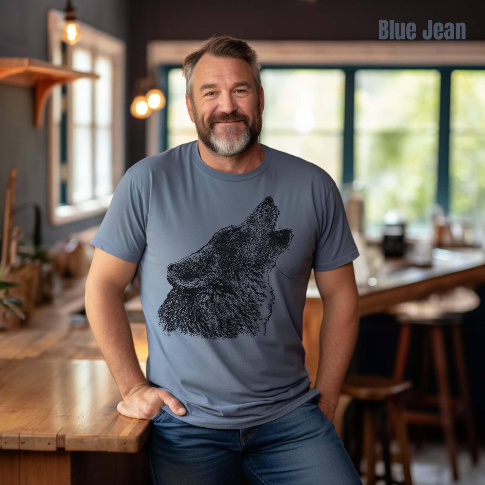 Howling Wolf Shirt, Mens Vintage Alpha T-shirt, Cool Graphic Tee, Retro ...