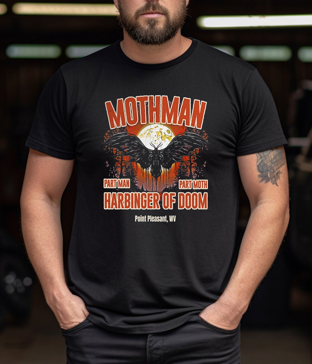 Mothman Shirt, Harbinger of Doom Funny Cryptid Graphic Tee, Legendary Creature T-shirt Gift for ...