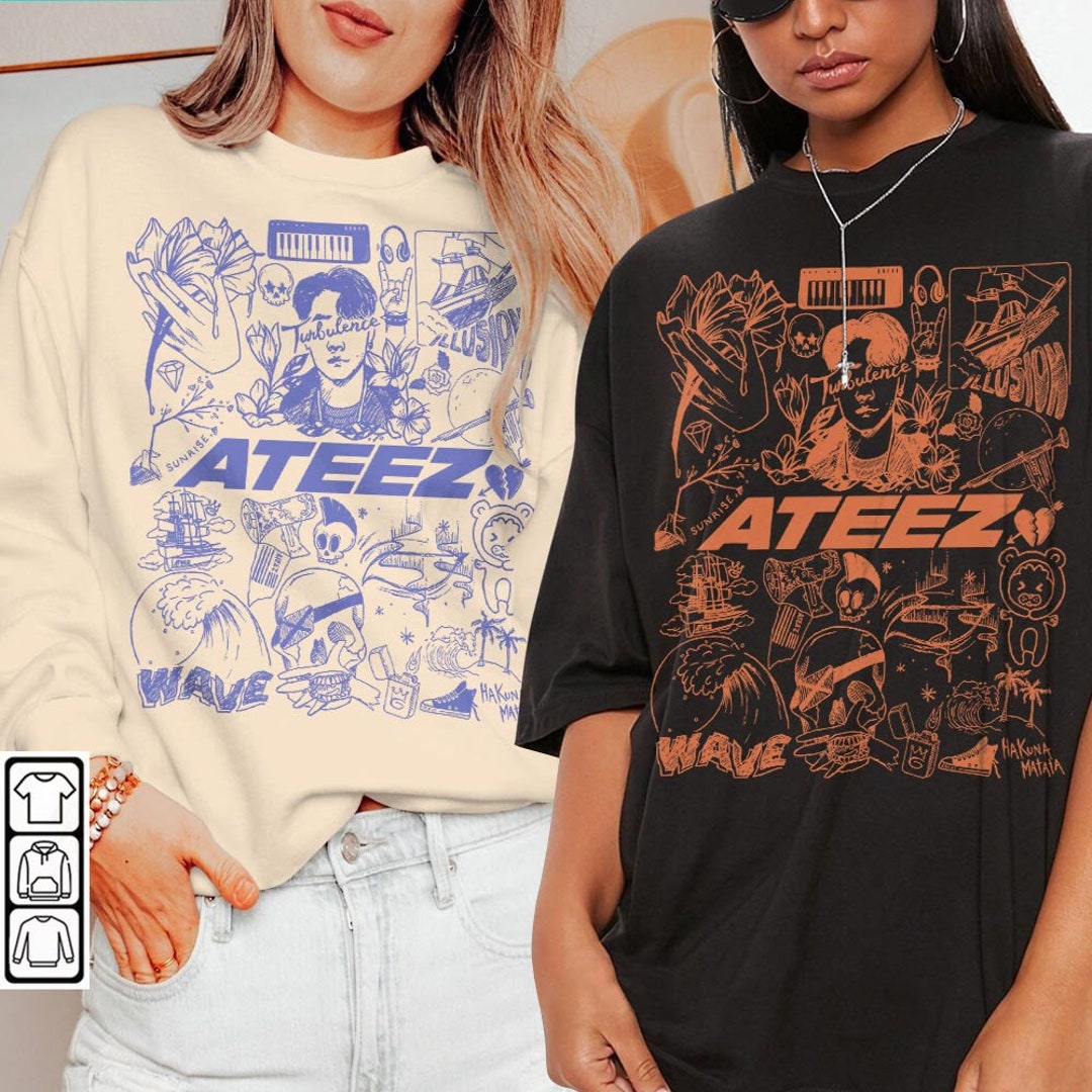 ATEEZ Kpop Doodle Art Shirt Vintage ATEEZ Merch Tee Album - Etsy