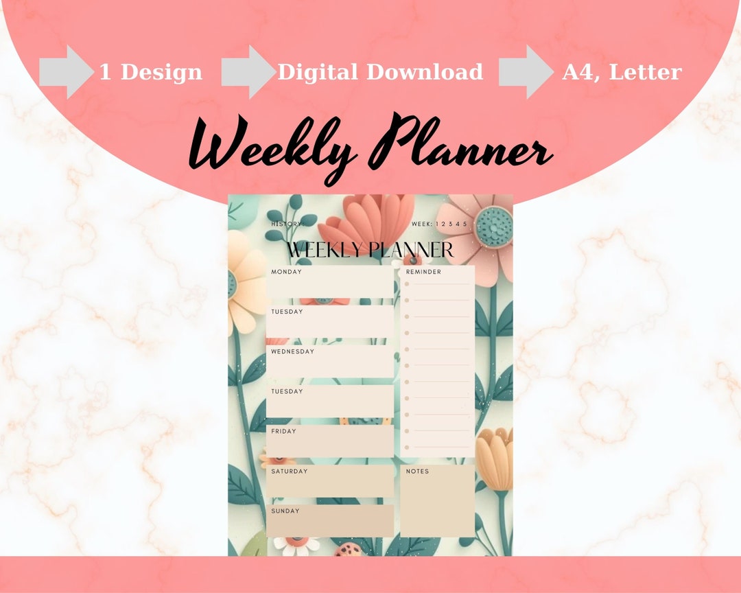Printable Planner Digital Download Digital Planner Weekly - Etsy
