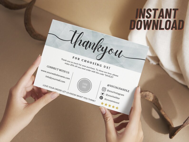 Editable Business Thank You Card Small Business Thank You - Etsy
