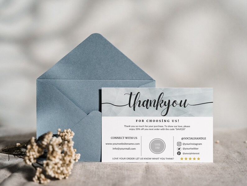 Editable Business Thank You Card Small Business Thank You - Etsy
