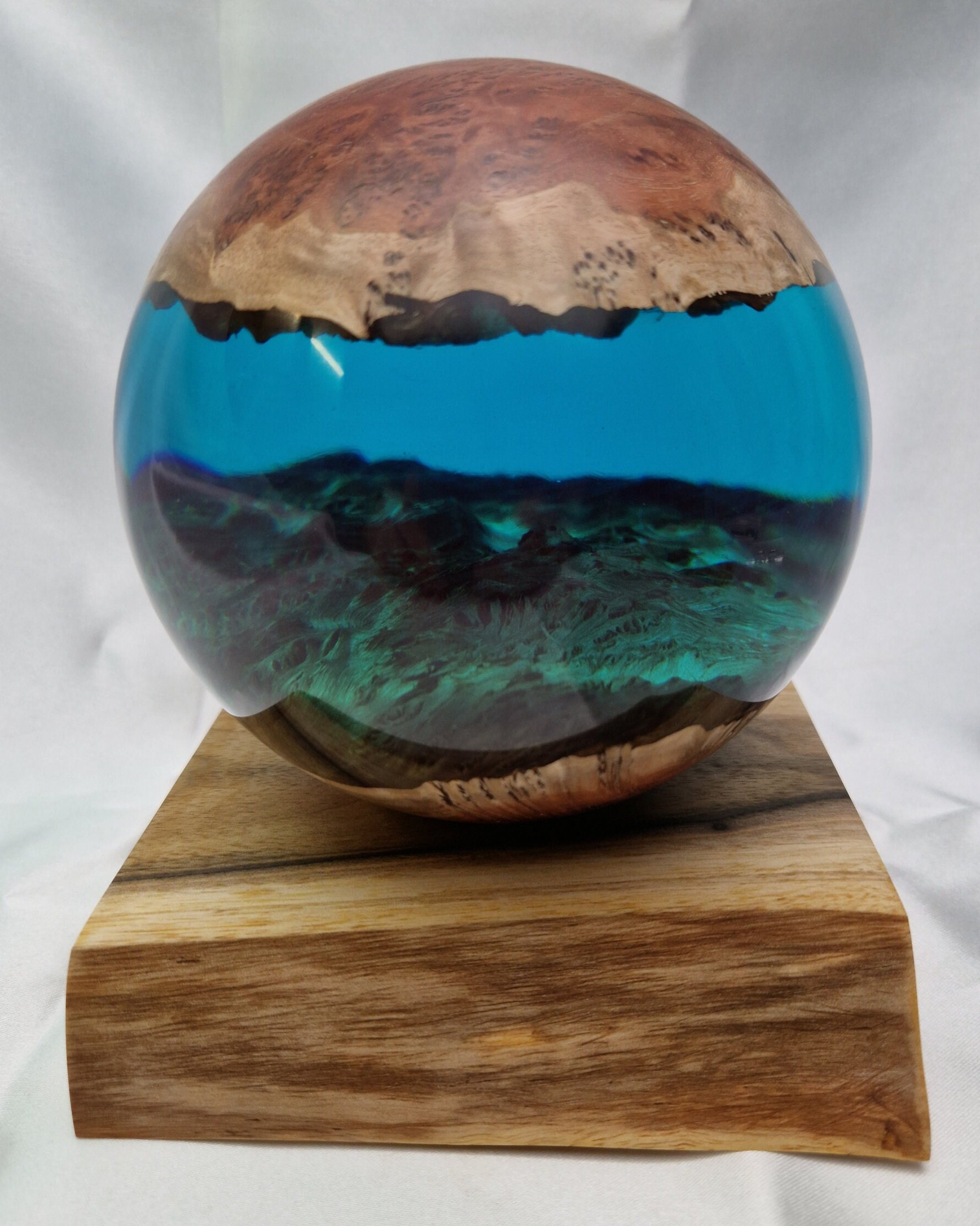 Handmade Coolibah Burl Hybrid Sphere With Walnut Base - Etsy