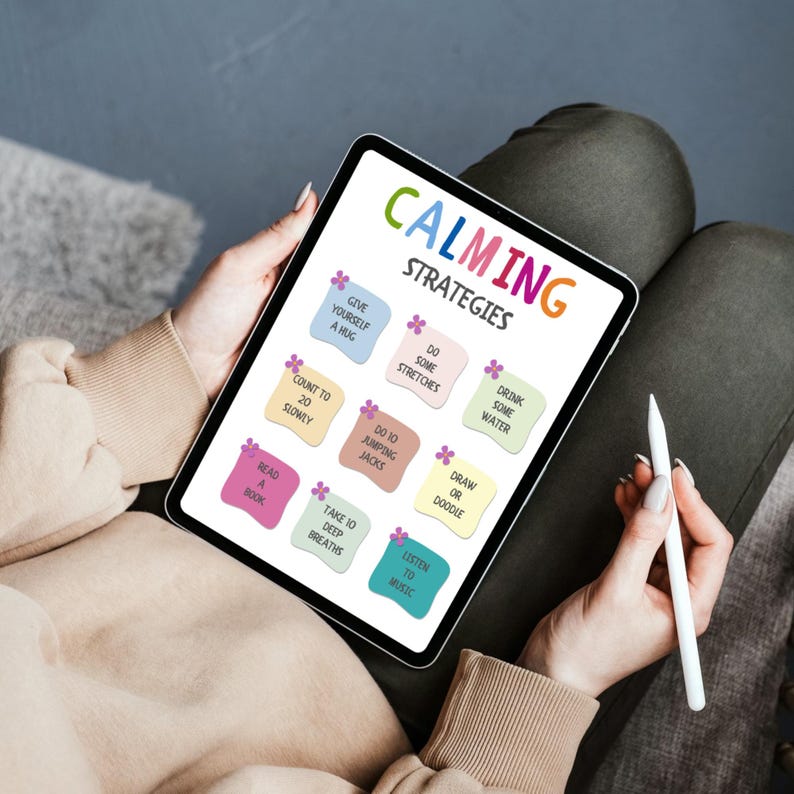 Pastel Calming Strategies Wall Art Printable, Relaxation Techniques ...