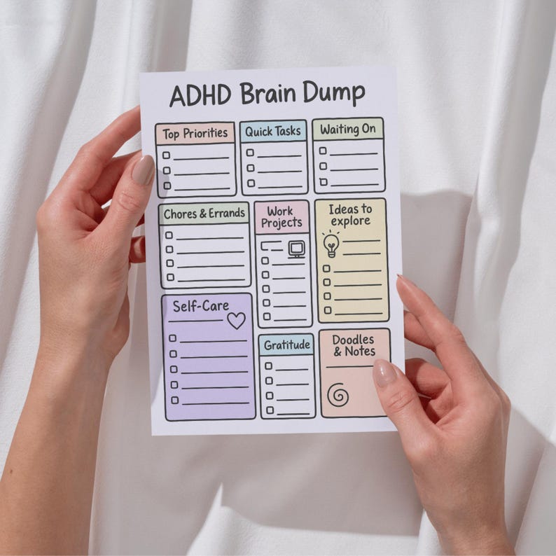 ADHD Brain Dump Printable Organizer for Focus and Productivity ...