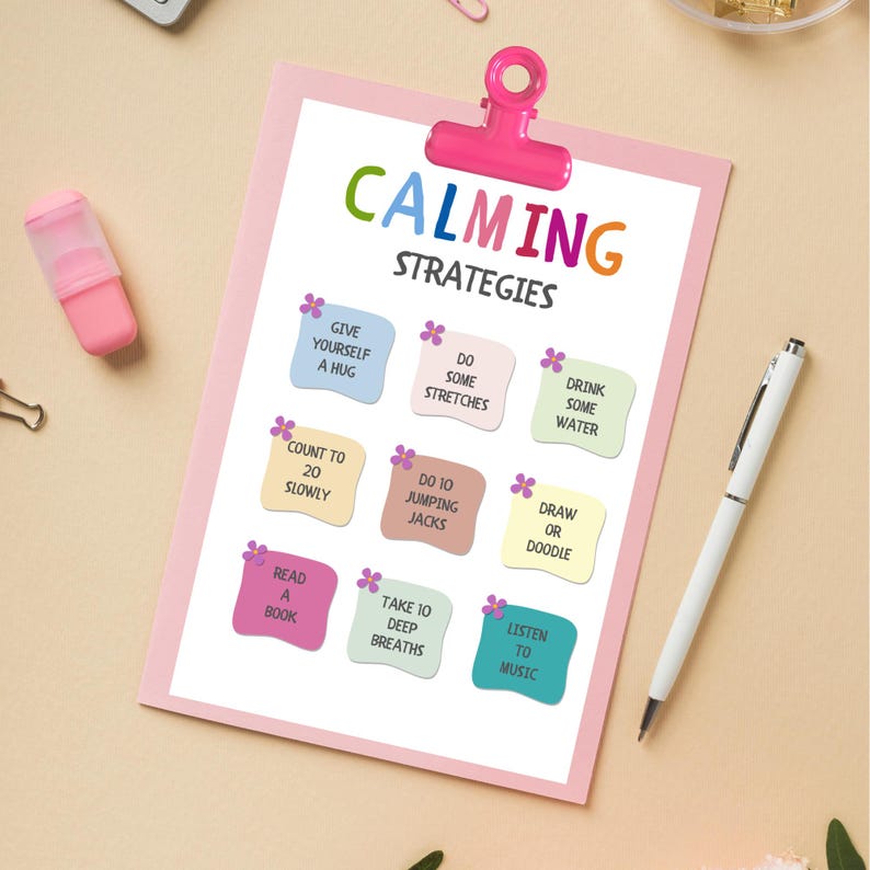 Pastel Calming Strategies Wall Art Printable, Relaxation Techniques ...