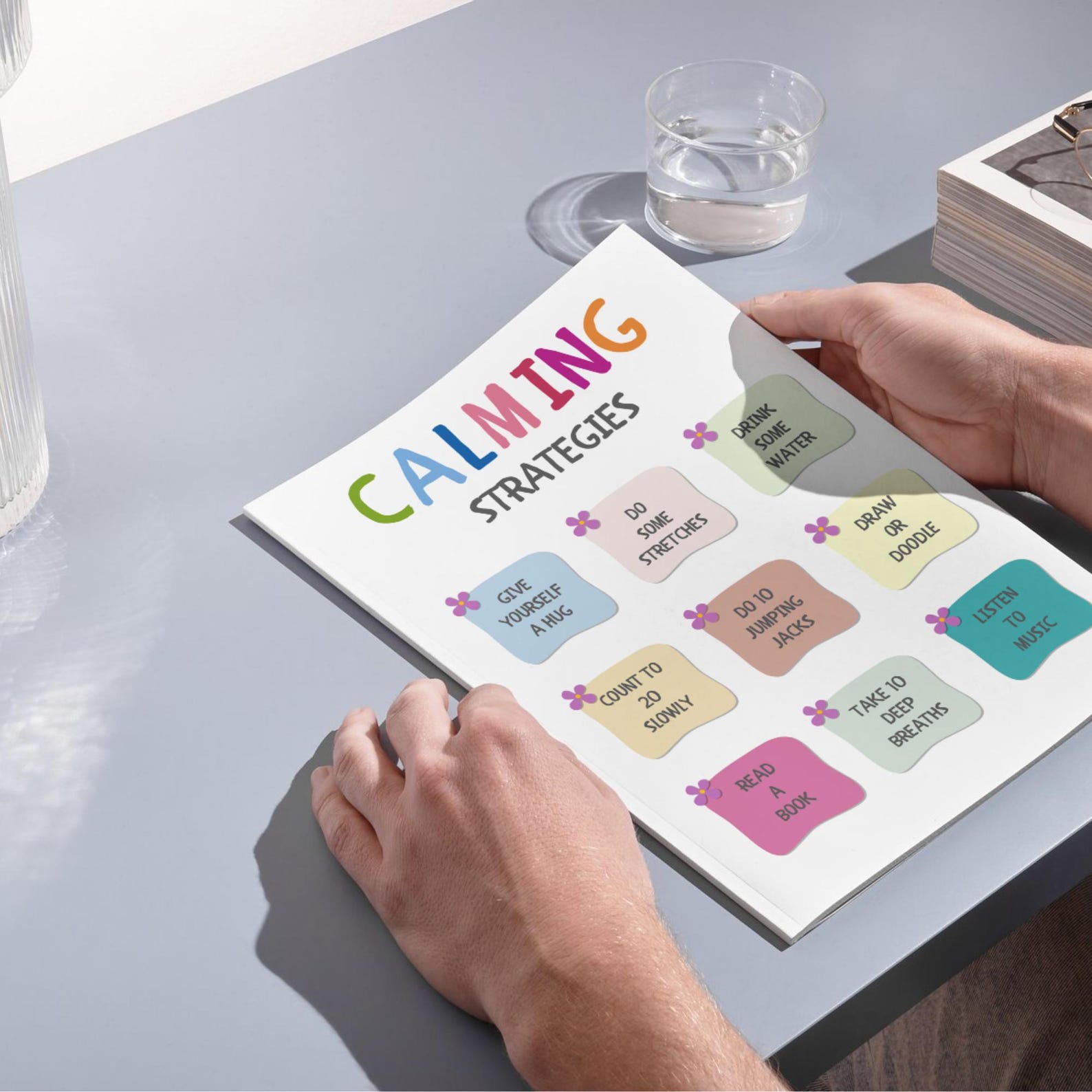 Pastel Calming Strategies Wall Art Printable, Relaxation Techniques ...