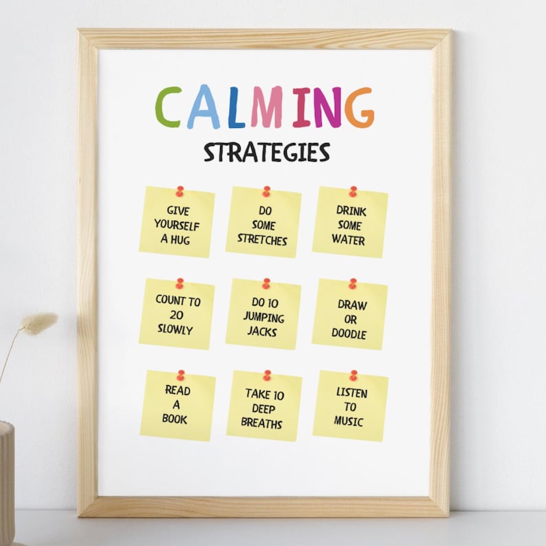 Calming Corner Strategies Poster Chart Therapy Office Decor Print ADHD ...