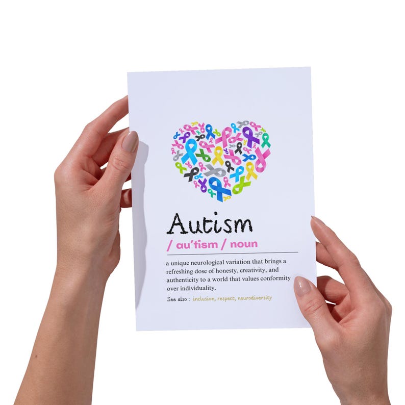 Autism Definition Wall Art Printable, Neurodiversity Heart Poster ...