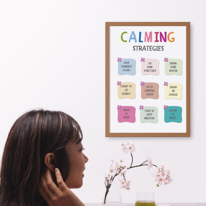 Pastel Calming Strategies Wall Art Printable, Relaxation Techniques ...