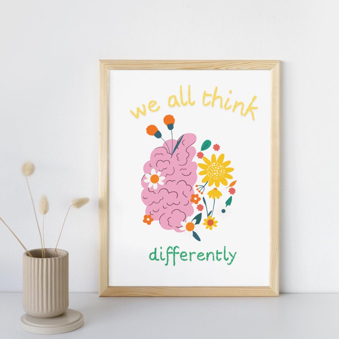 Neurodiversity Digital Poster,we All Think Differently Print,brain Art ...