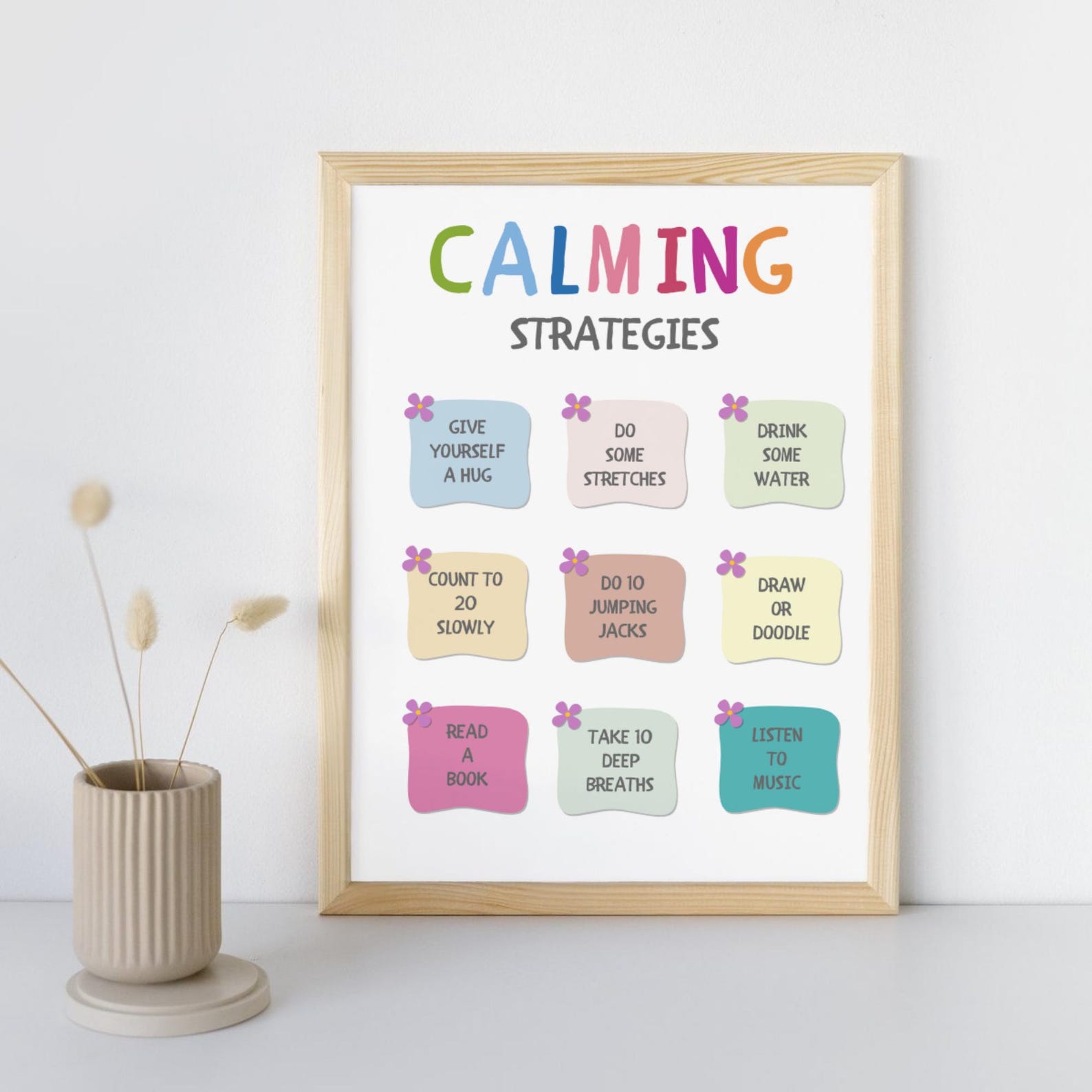 Pastel Calming Strategies Wall Art Printable, Relaxation Techniques ...
