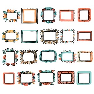 120 Doodle Clipart Frames Digital Frame Clip Art Commercial Use Doodle ...