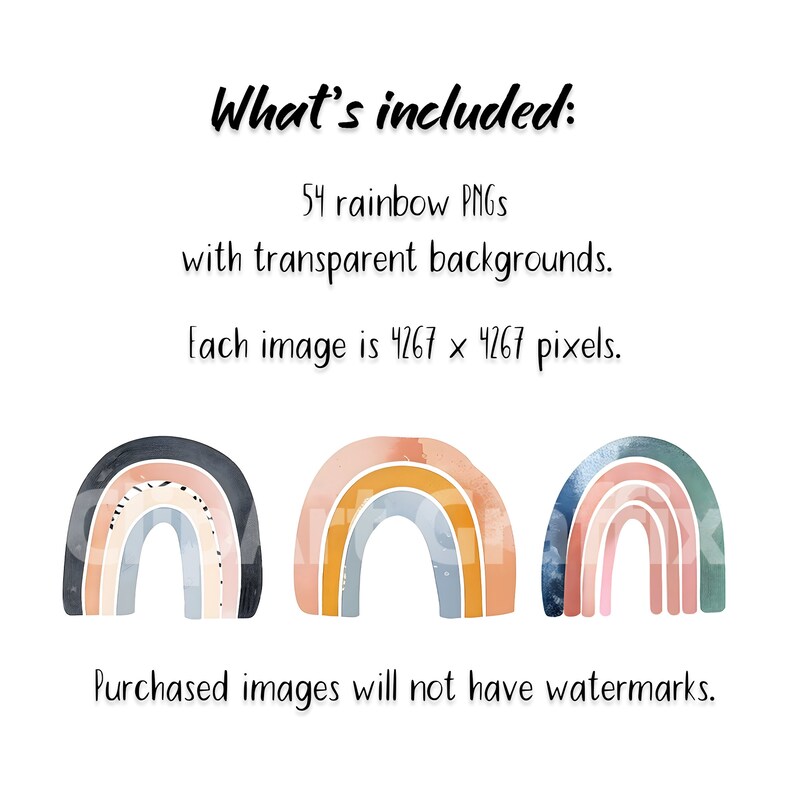 Colorful Rainbow Clipart With Transparent Backgrounds Cute Boho ...