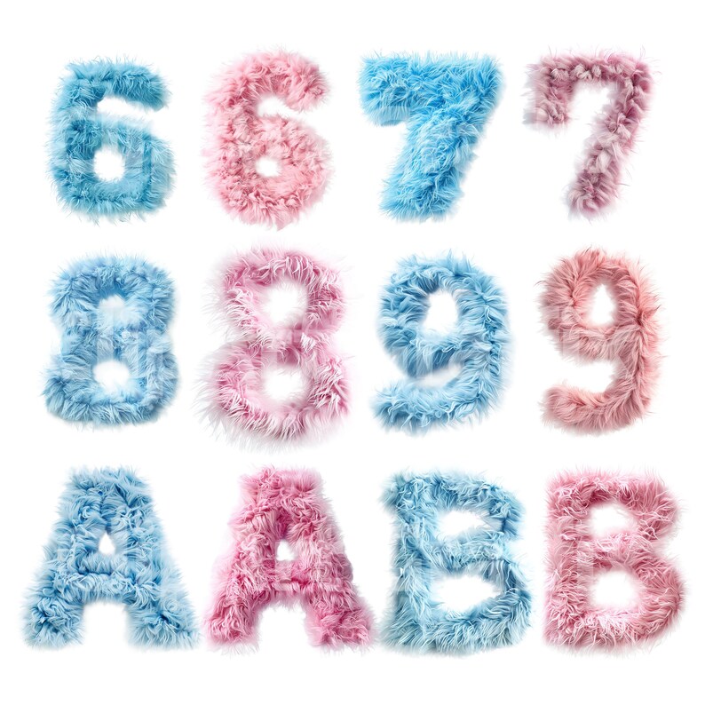 Fluffy Pink and Blue Letter Clipart Fluffy Letters Fluffy Alphabet ...