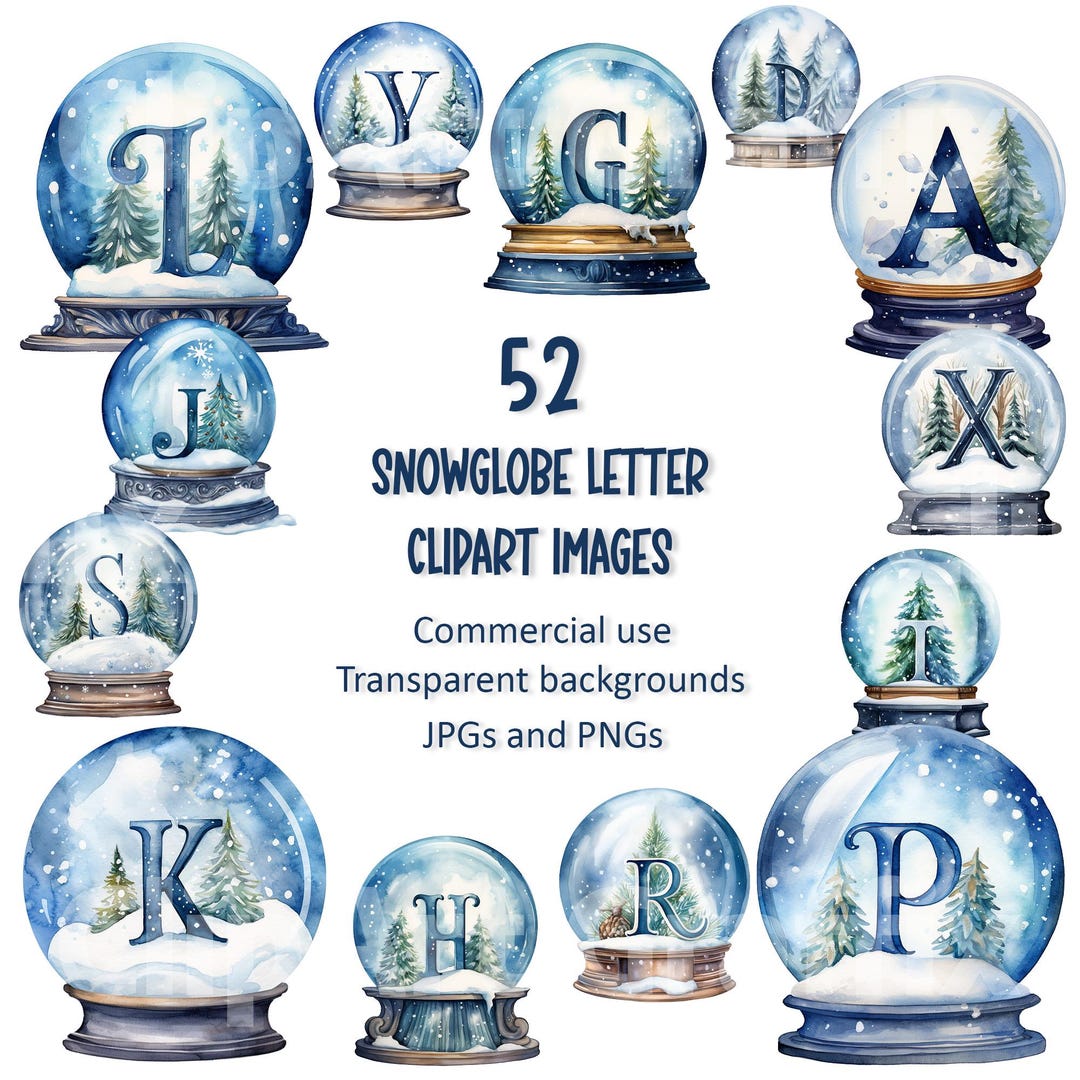 Christmas Snowglobe Font Clipart PNG | Festive Alphabet Letters for ...