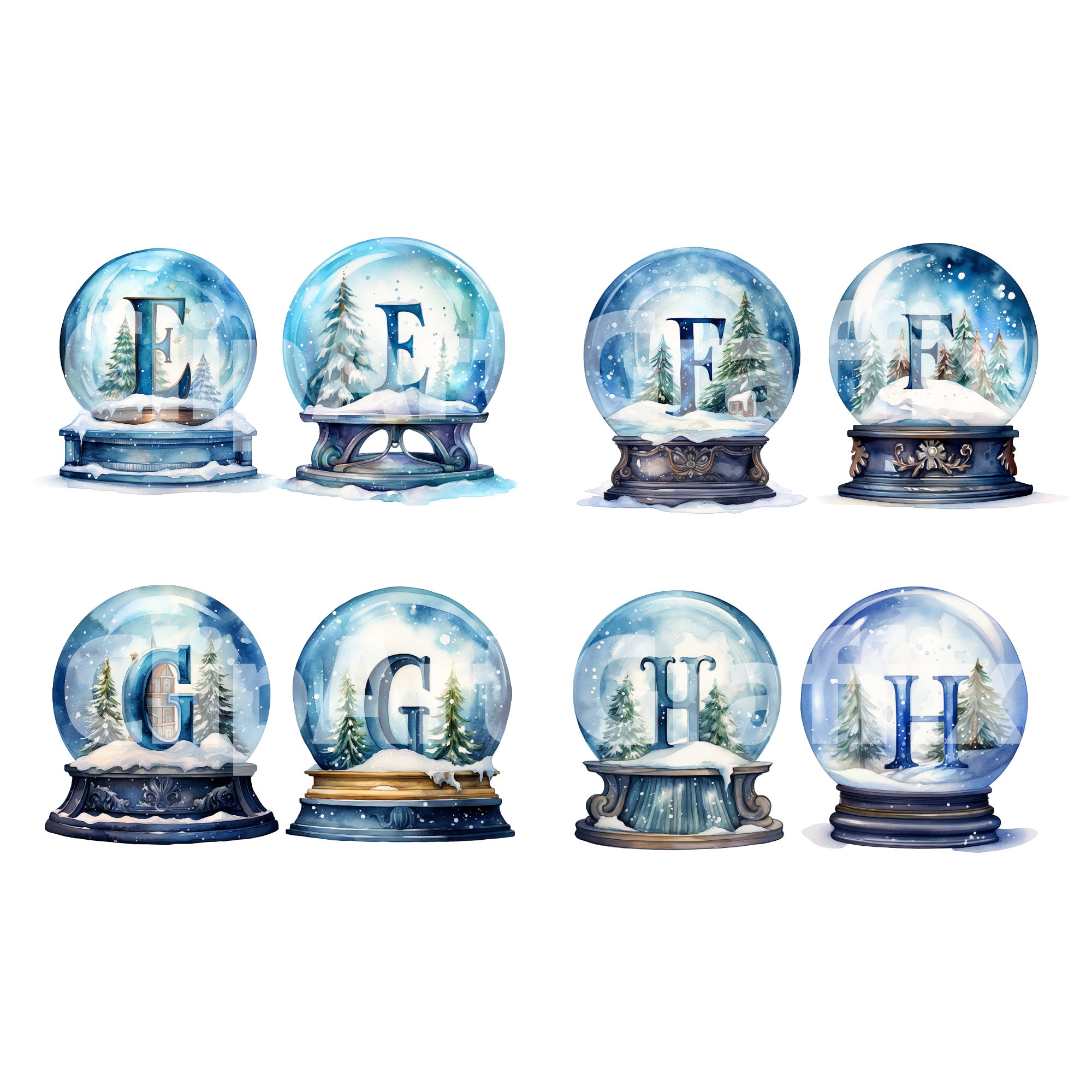 Christmas Snow Globe Letters Christmas Clipart Christmas Font Snow ...