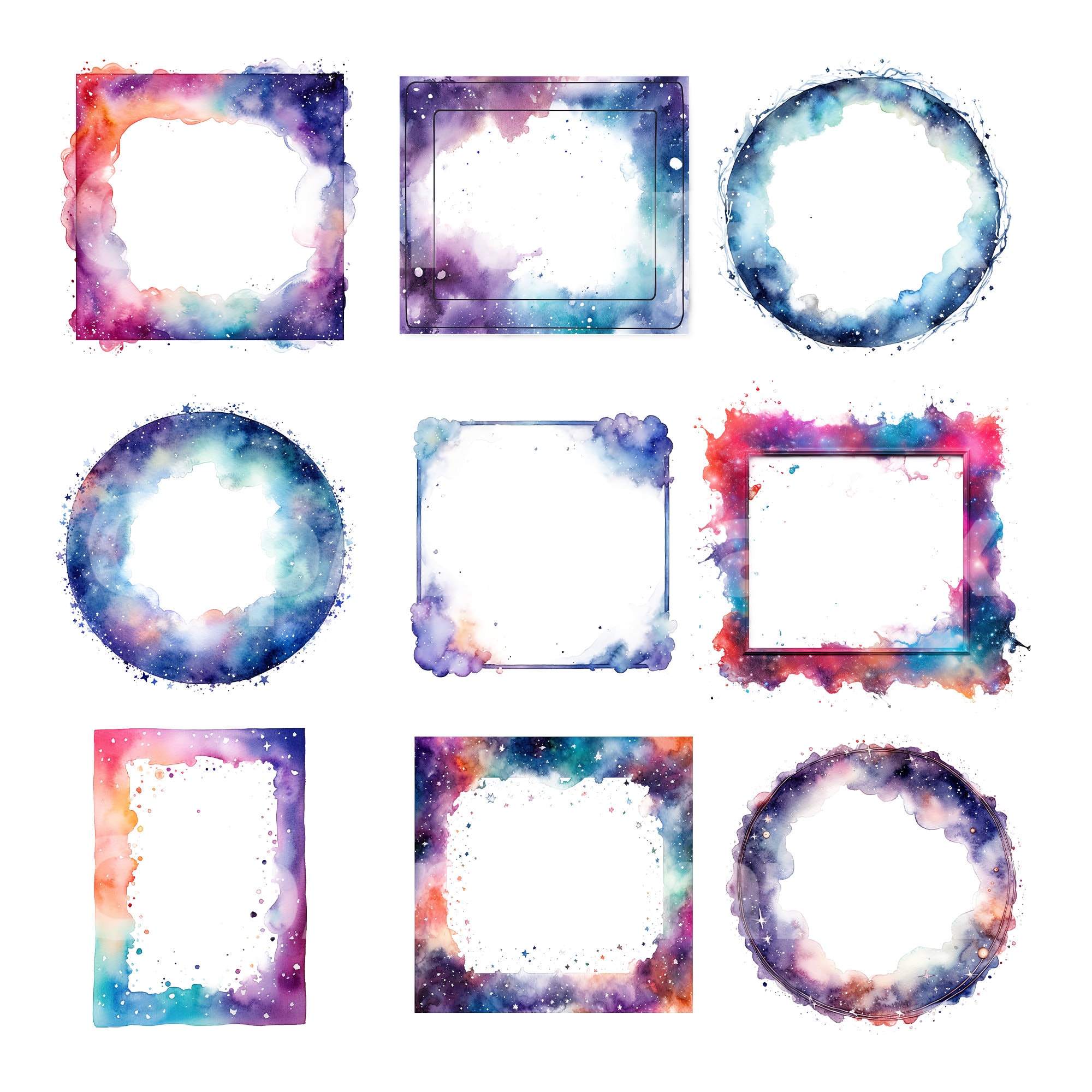 Watercolor Galaxy Frame Clipart Space Frames Clipart Photo Frames ...