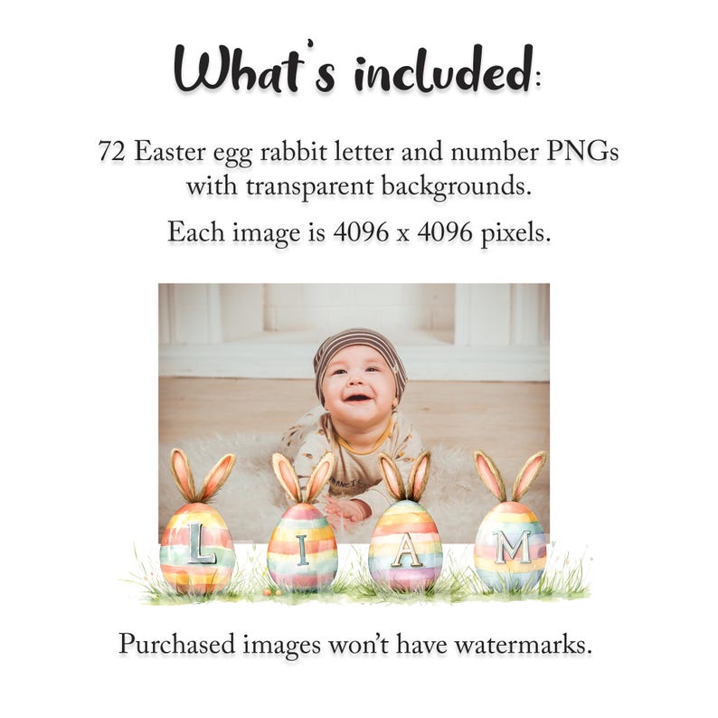 Cute Easter Egg Letters and Numbers With Gunny Ears DIGITAL DOWNLOAD ...