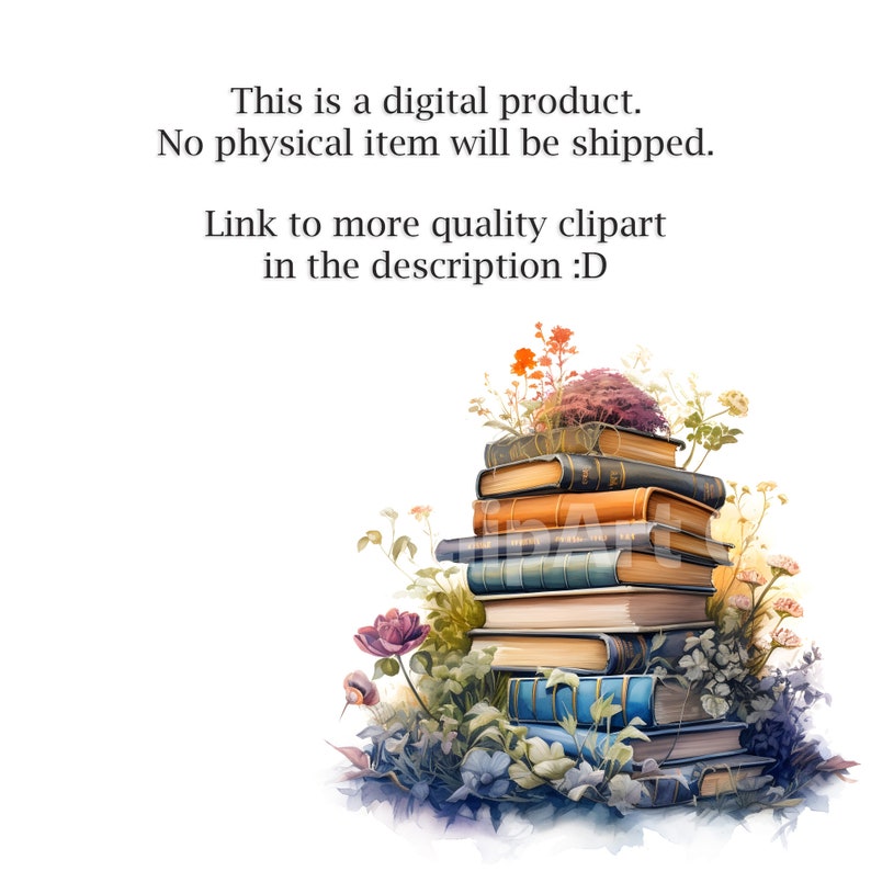 Floral Books Clipart Reading Clipart Watercolor Bookworm Clipart ...