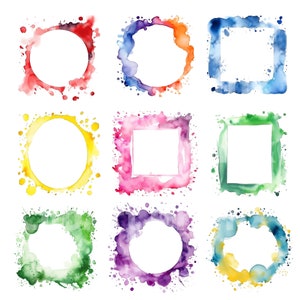 60 Watercolor Clipart Frames Watercolor Printable Scrapbook Clipart ...