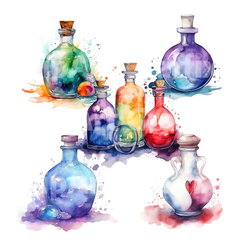 Magic Potion Clipart Bundle Fantasy Magical Wizard Clip Art Potion ...