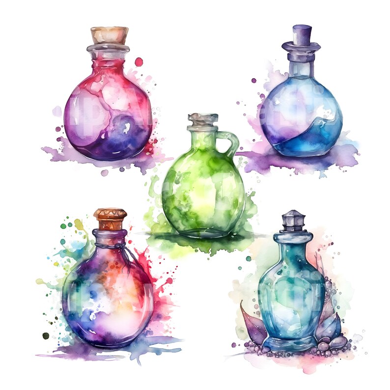 Magic Potion Clipart Bundle Fantasy Magical Wizard Clip Art Potion ...
