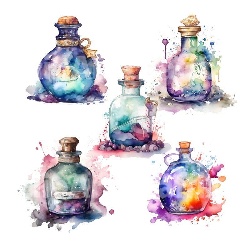 Magic Potion Clipart Bundle Fantasy Magical Wizard Clip Art Potion ...