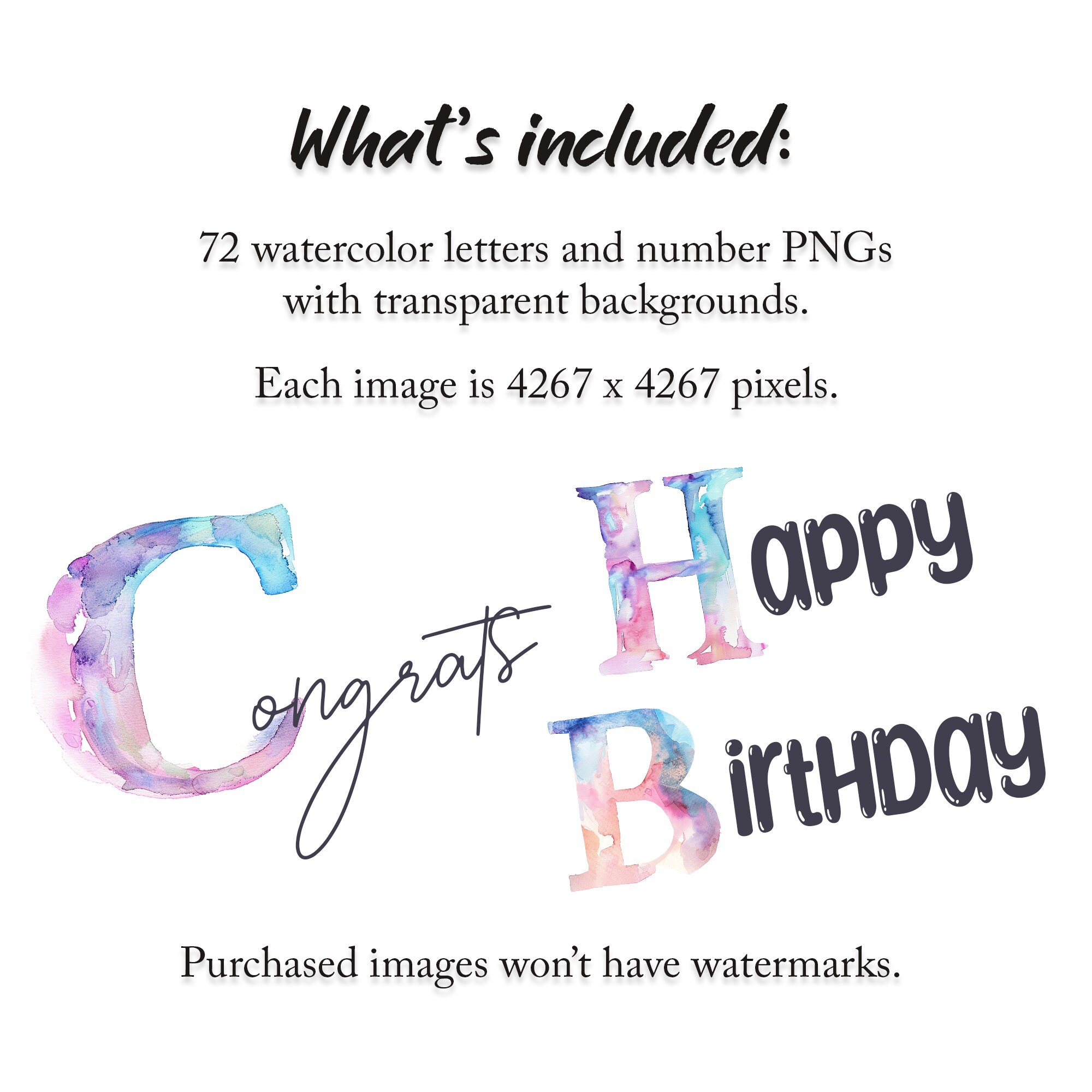 Colorful Watercolor Alphabet Clipart Watercolor Font Colorful Clip Art ...