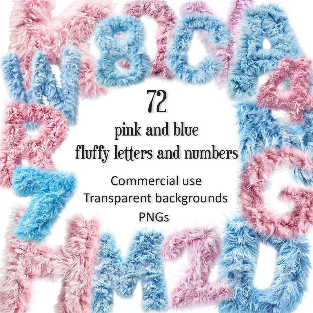 Fluffy Pink and Blue Letter Clipart Fluffy Letters Fluffy Alphabet ...